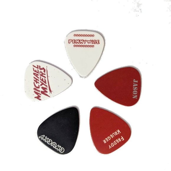 Art | Set Of Horror Movie Killers Guitar Pick Pic Jason Chucky Freddy ...